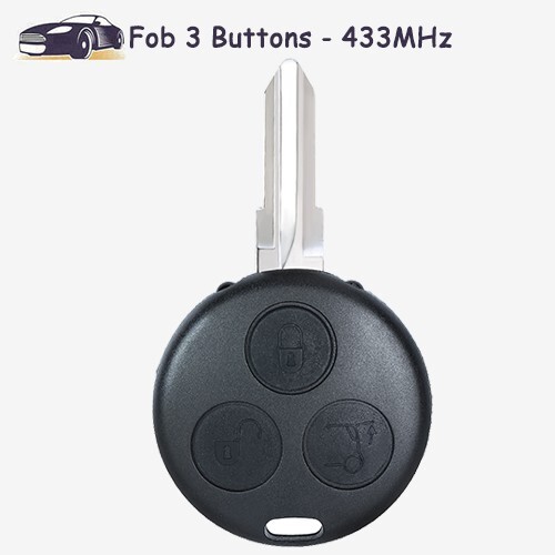 With 2 Infrared Lights Remote Key Fob 3 Button 433MHz for Smart Fortwo ...