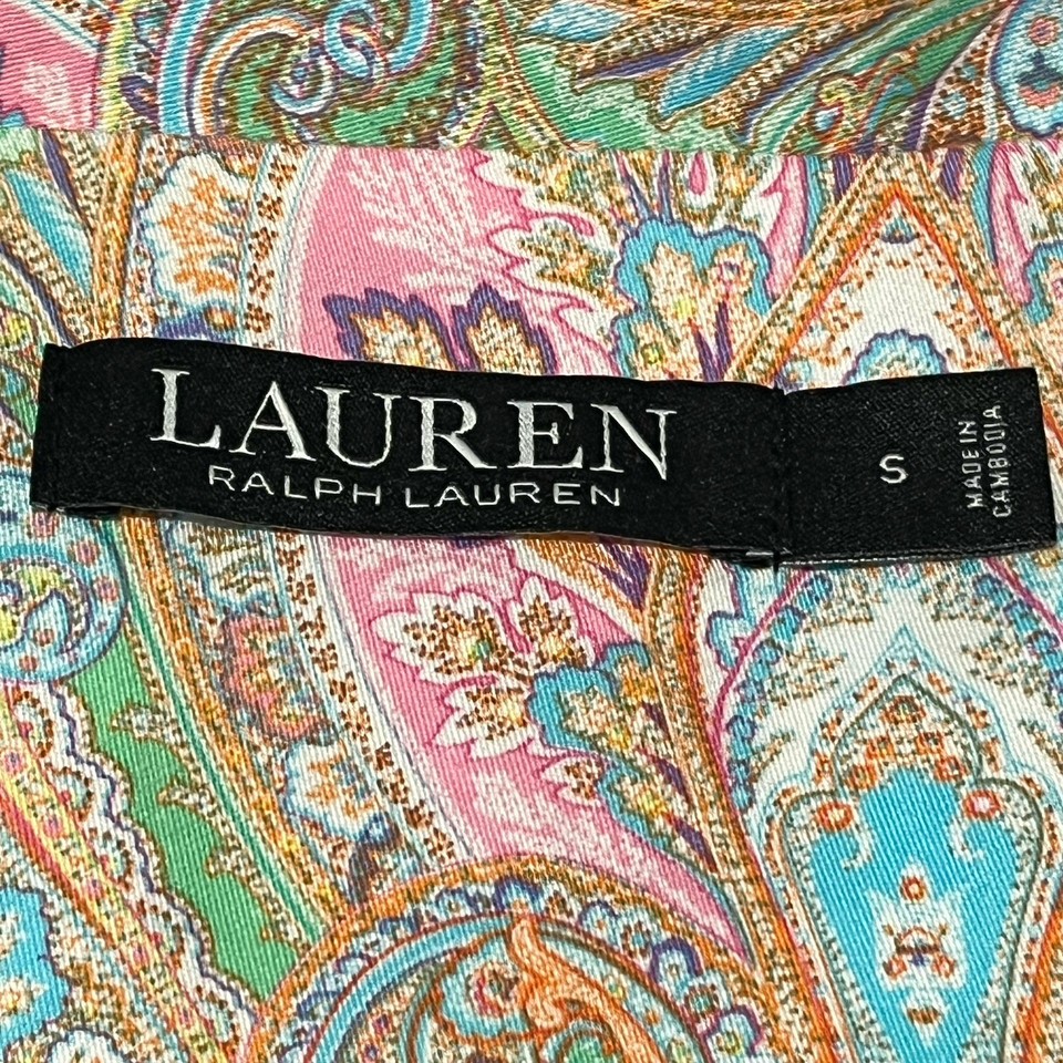 Lauren Ralph Lauren Black Label 2 PC Pajama Set Pink Paisley LRL Crest ...