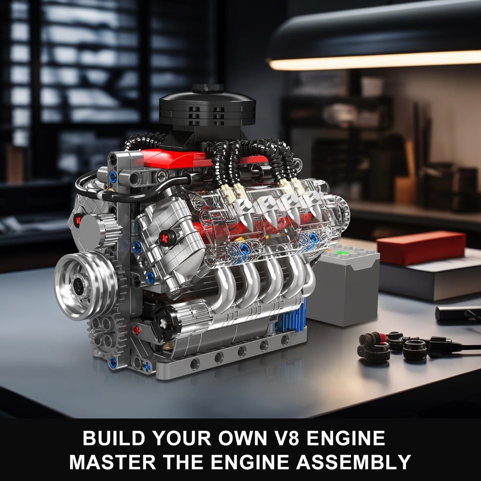 487 Pcs Visible V8 Internal Combustion Ohc Engine Motor Working Model ...