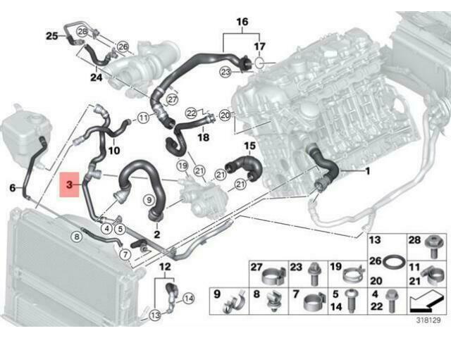 BMW E82 E88 E90N E91N HEATER RETURN THERMOSTAT HOSE 17127599455 NO DUTY ...