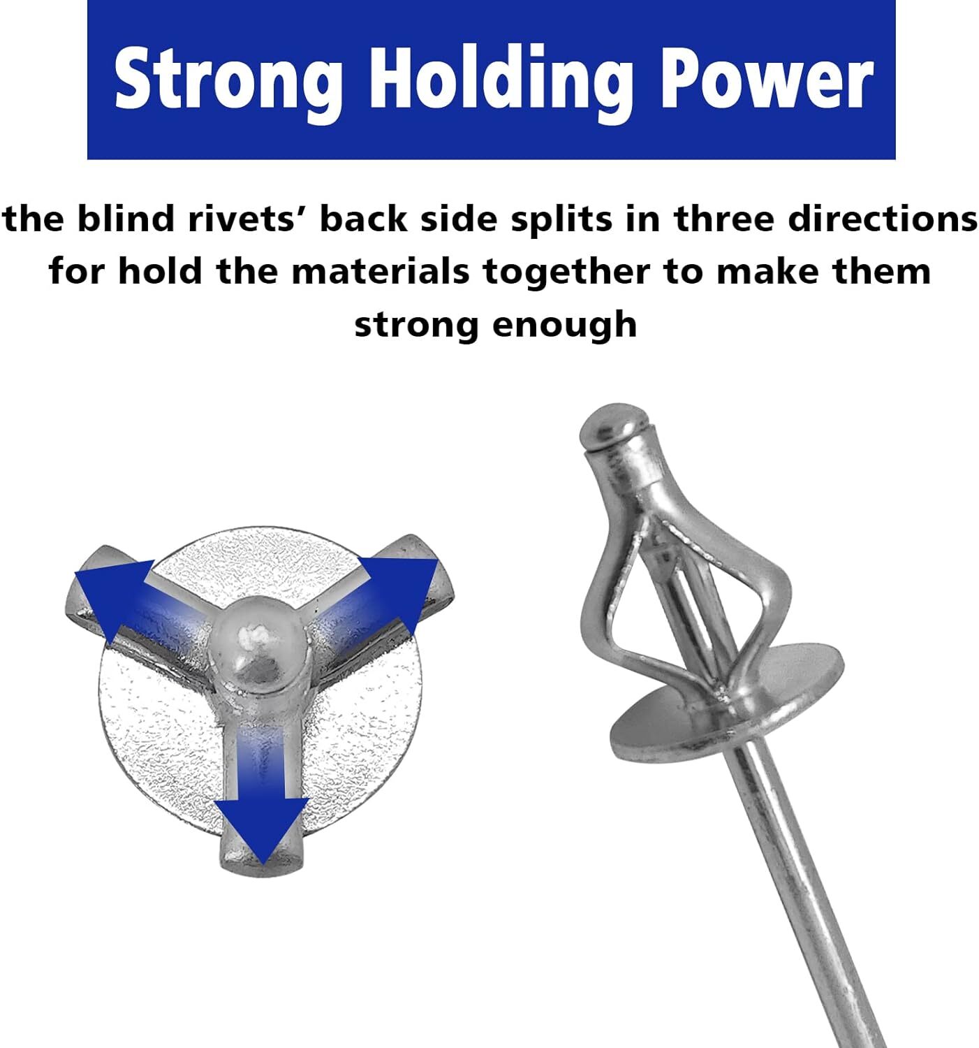 Tri-Fold Exploding Large Head Aluminum Pop Blind Rivets 3/16 * 4/5 Long ...