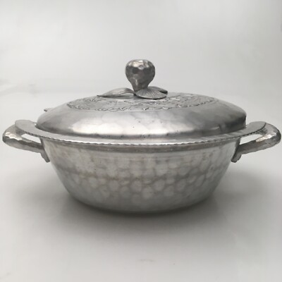 Vintage Hand Forged Everlast Metal Hammered Aluminum Covered Casserole ...