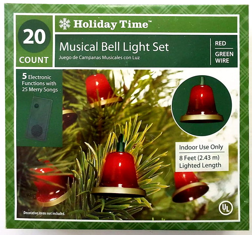 Holiday Time 8 ft 20 Musical Red Bell Light Set 25 Songs 8 Functions ...