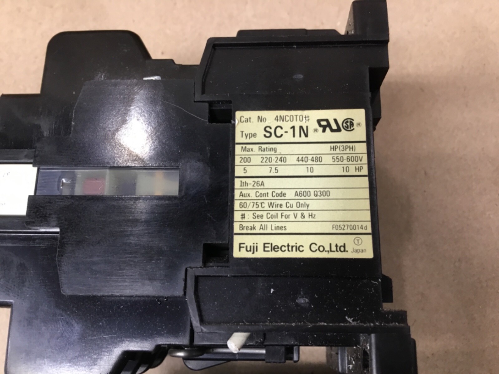 Fuji Electric Sc-1n 26 Magnetic Contactor Sc25aa 200-220 VAC Coil for ...