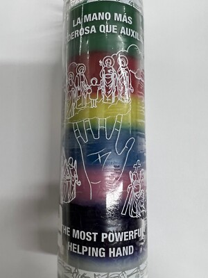 HELPING HAND 7 COLOR UNSCENTED PILLAR CANDLE IN GLASS (LA MANO MAS ...