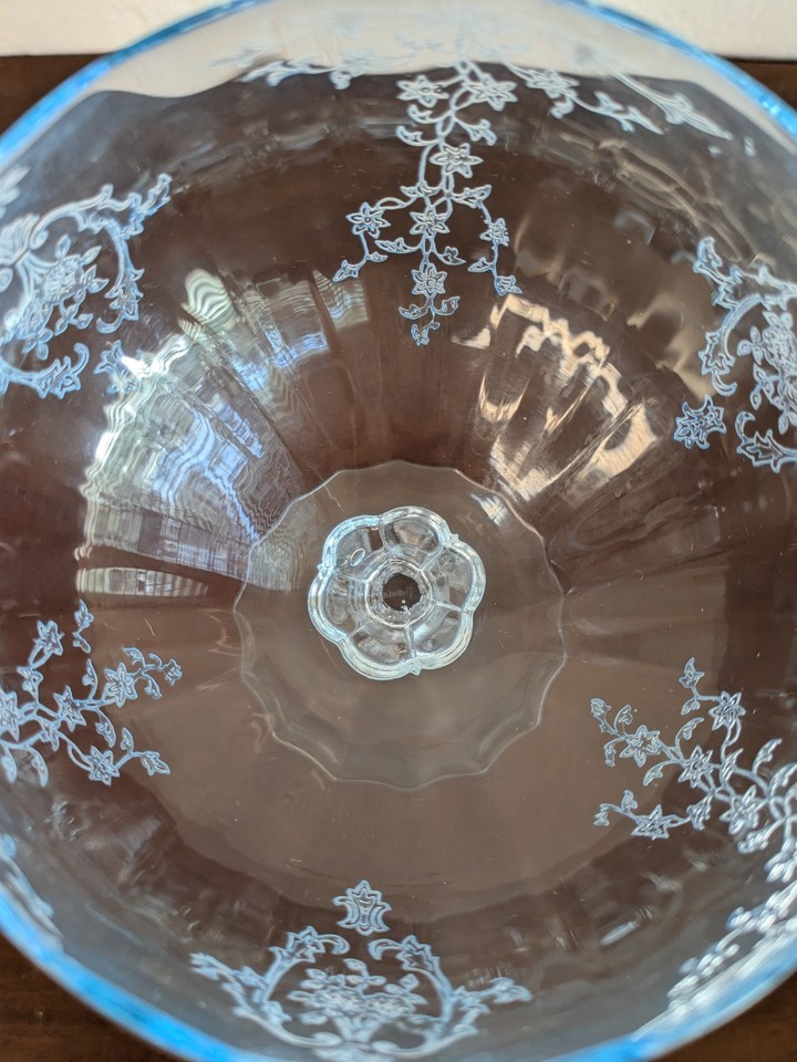* 2 Fostoria Magnum ~ Blue Navarre ~ Etched Crystal Wine Thanksgiving ...