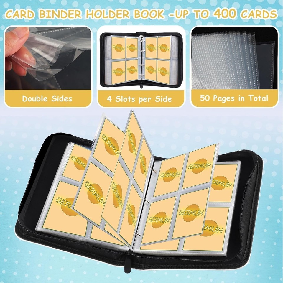 4 pocket card binder premium zip trading card binder 400 double sided ...
