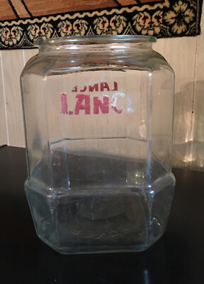 Vintage Lance Glass Cracker Cookie 8 side Jar Store Counter Display NO ...