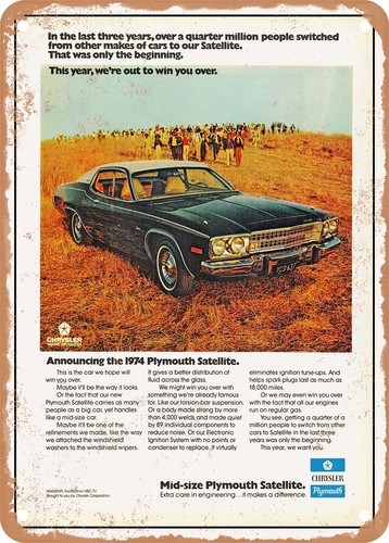 METAL SIGN - 1974 Plymouth Satellite Sebring Plus 2 Door Hardtop ...