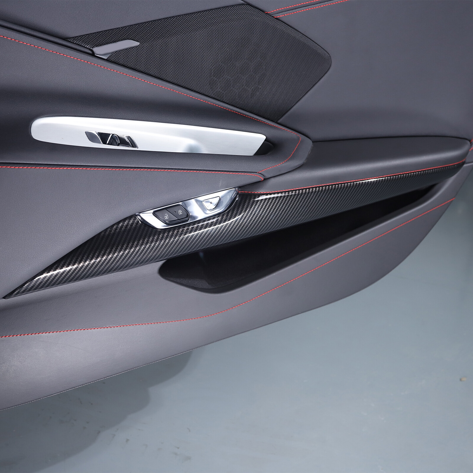 ABS Carbon Fiber Interior Door Panel Trim cover Set Fits Corvette C8 ...