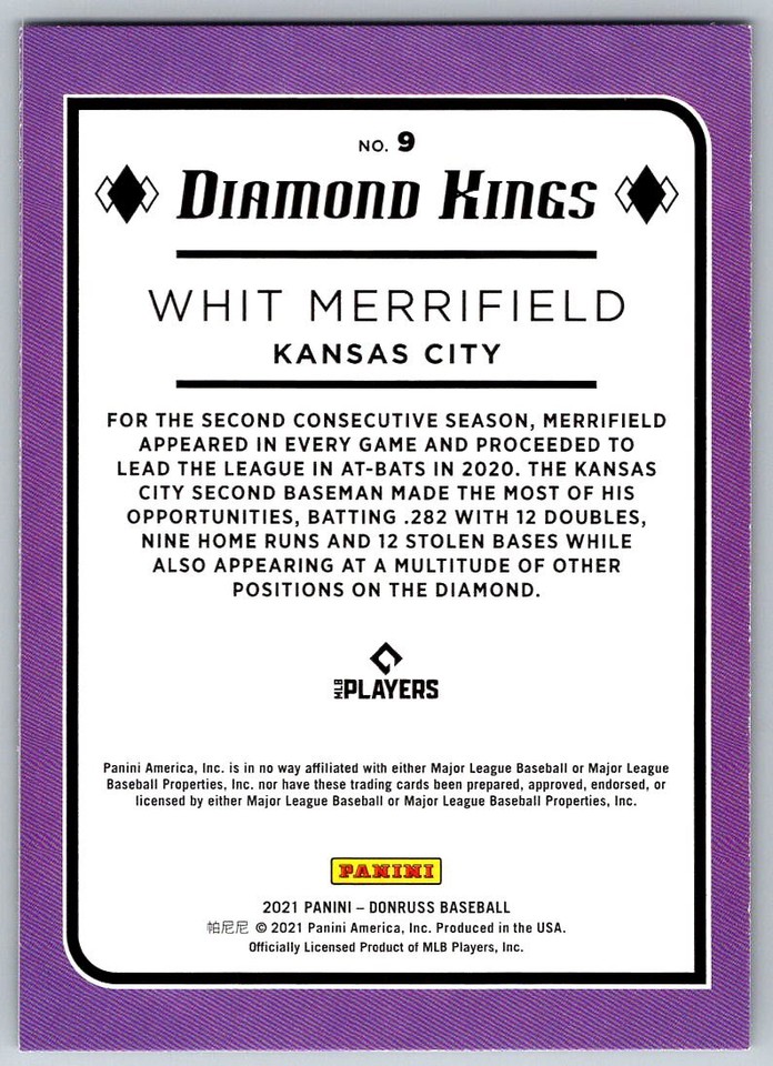 2021 Donruss #9 Whit Merrifield | eBay