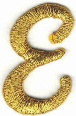 1 1/8" Fancy Metallic Gold Script Cursive Alphabet Letter E Embroidered ...