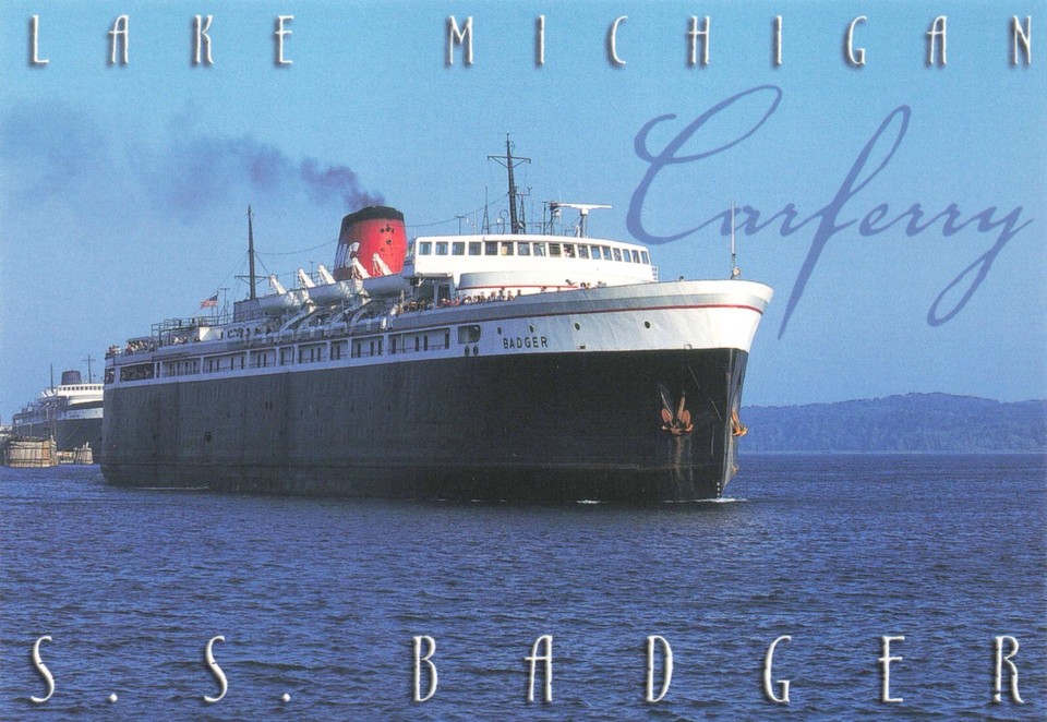Postcard MI Ludington Michigan SS Badger Carferry Lake Michigan Shores ...