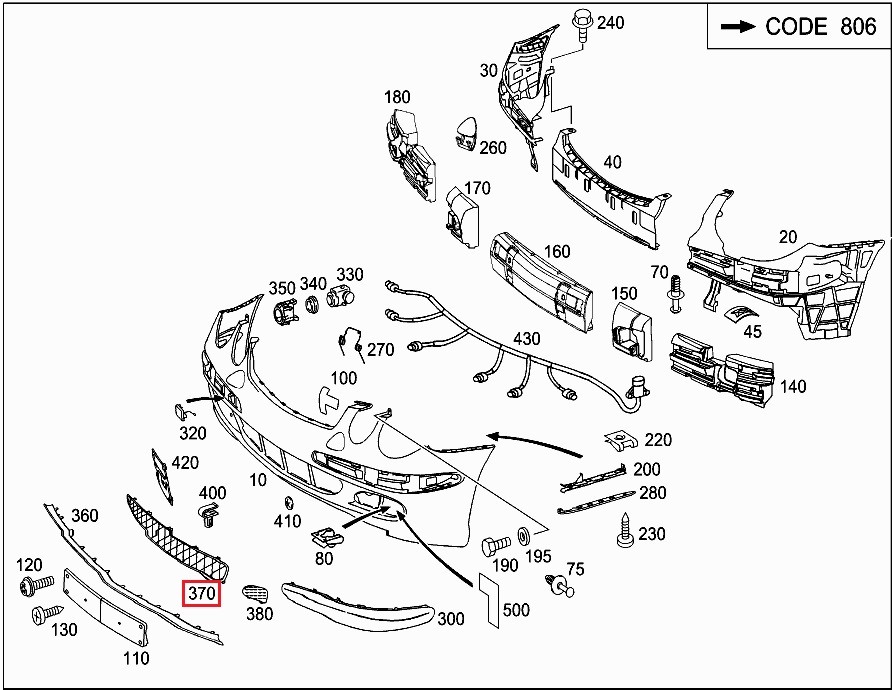 Mercedes-Benz E W211 2005 Front Bumper Lower Grill A2118850553 Pum21388 ...