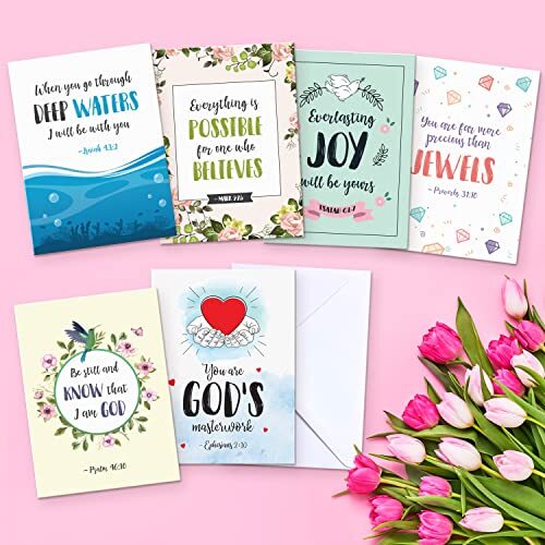 Scripture Cards - Set of 48 Boxed Bible Verse Blank Note Cards Assorted ...