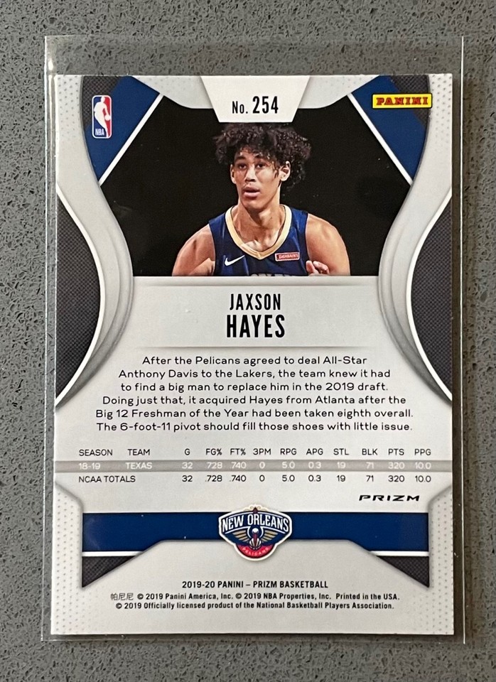 2019-20 Panini Prizm Basketball NBA #254 Jaxson Hayes Red White Blue RC ...