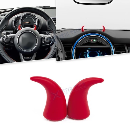 2Pcs PU Foam Racing Small Red Devil Bull Horn Steering Wheel Stickers ...