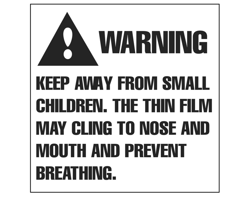 Uline Suffocation Warning Labels 3 x 4 1/4" 500 On A Roll Large 24 Pt ...