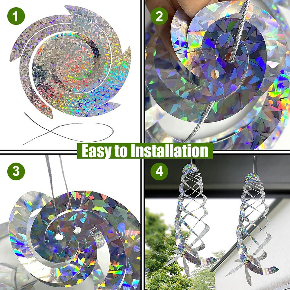 6PCS Bird Repellent Spiral Garden Hanging Reflective Woodpecker ...