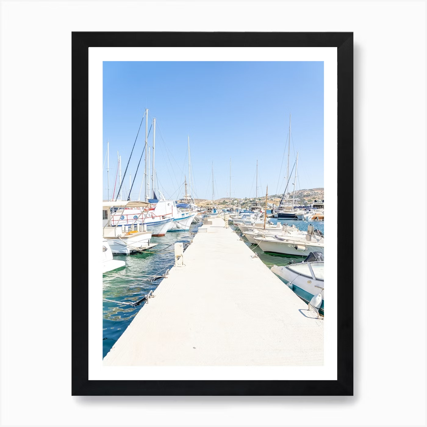 Sailboat Marina In Paros Art Print Framed Wall Art Poster Canvas Print ...