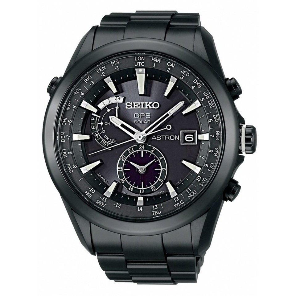 Seiko Astron GPS Solar World Time Black Titanium Mens Watch - SAST007 ...