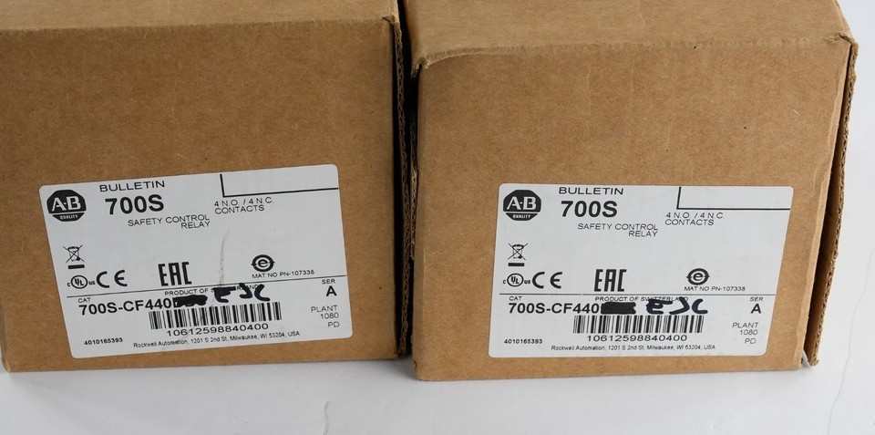 Allen Bradley 700-CF310E* /A + 100S-F /B Safety Control Relay Module ...