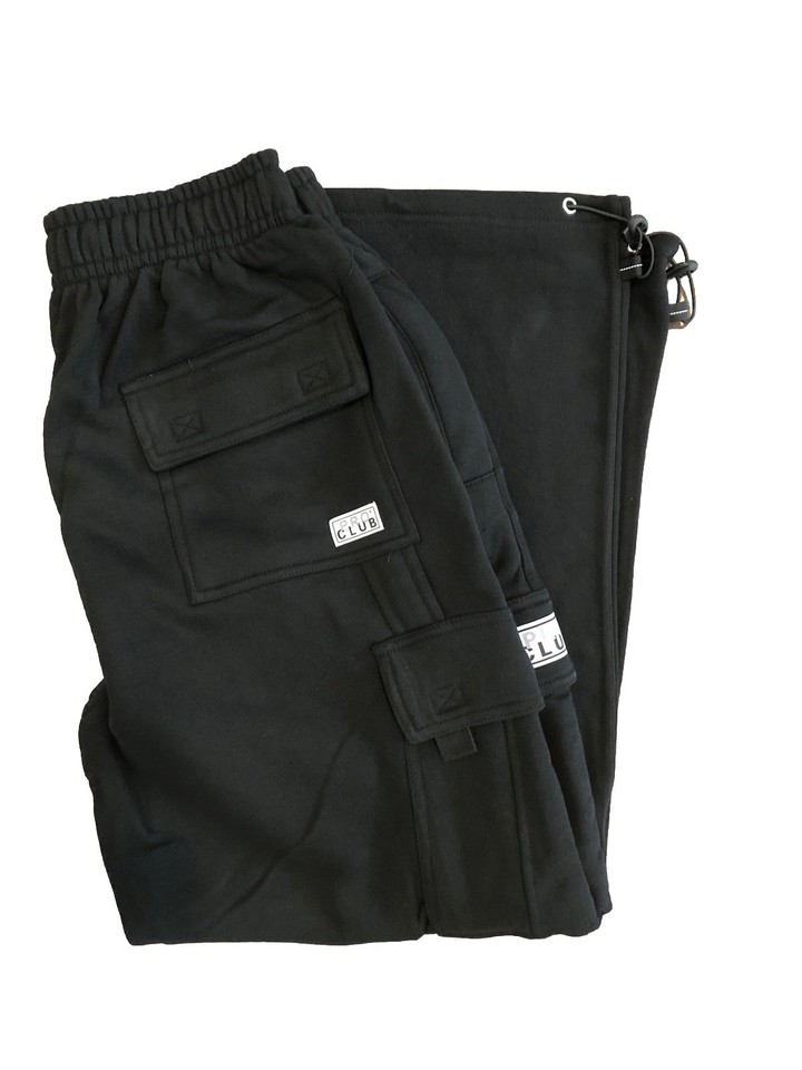 Pro Club MEN'S FLEECE CARGO SWEATPANTS HEAVYWEIGHT Black M Size Medium ...