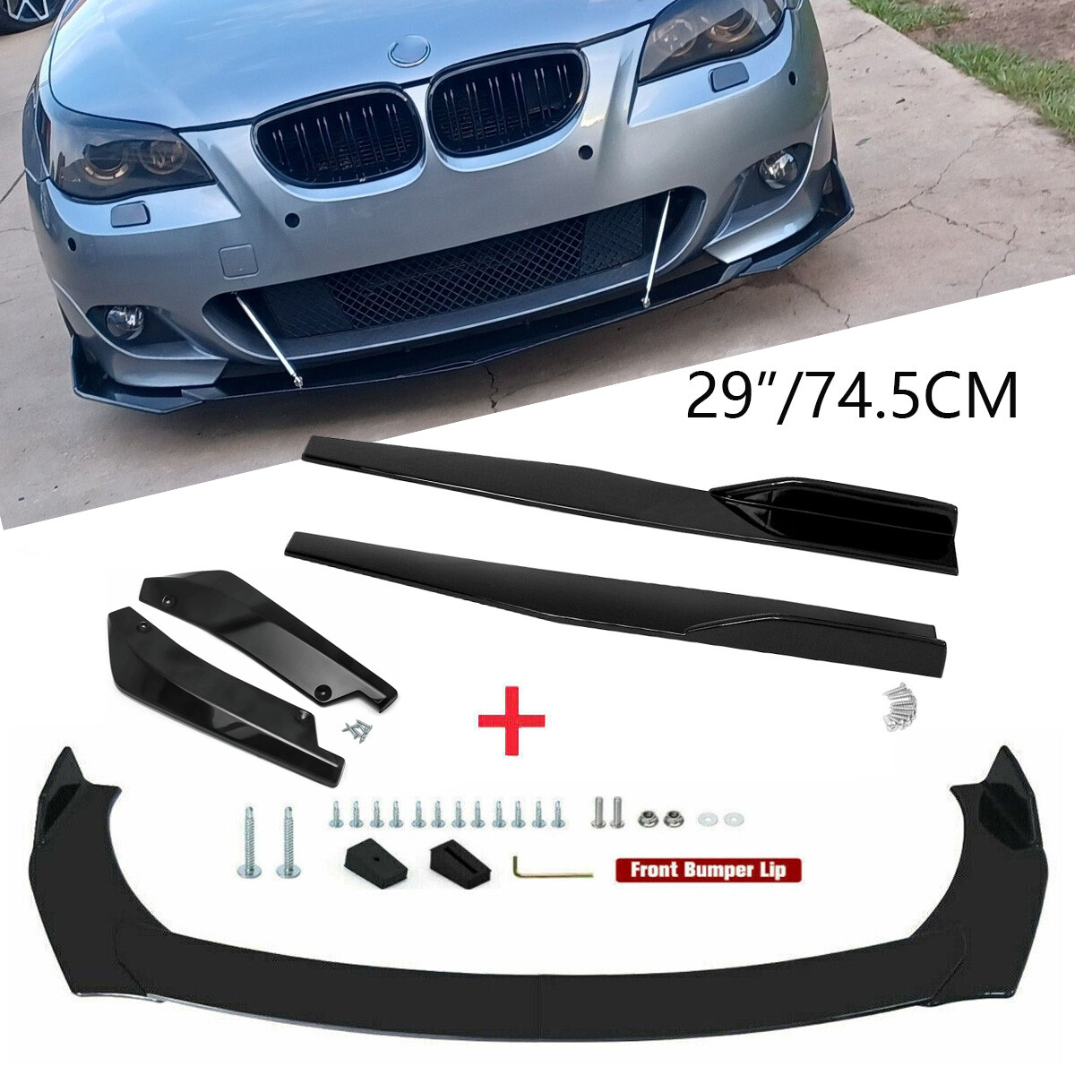 For BMW 325i 328i 330i Black Front Rear Bumper Lip Spoiler Kit +29 ...