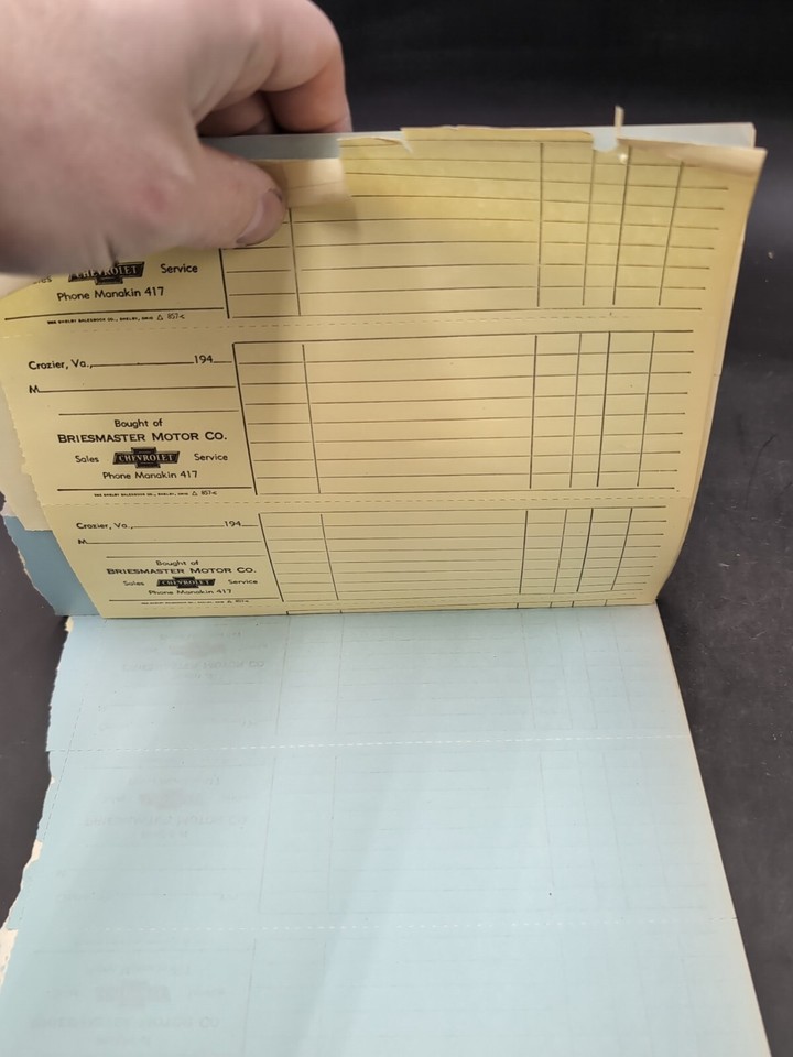 1940s Chevrolet Dealership Sales Service Slip Forms Vintage | eBay