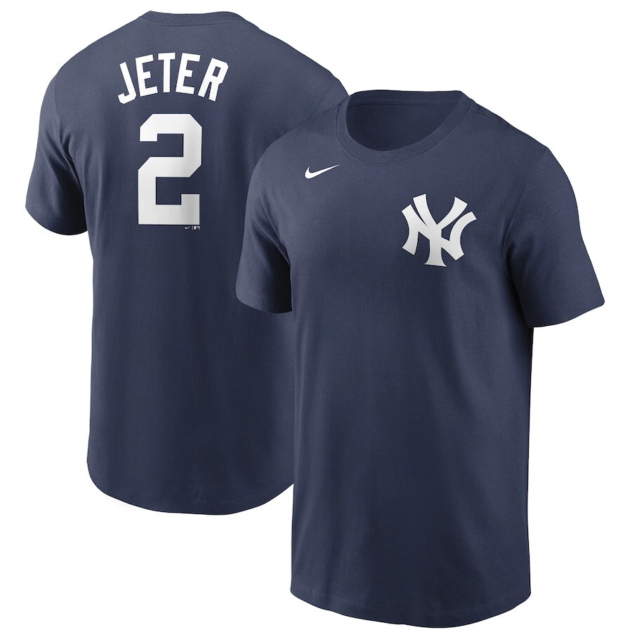 New York Yankees Nike Derek Jeter #2 Name & Number T-Shirt Men's