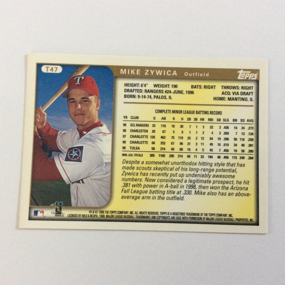 1999 Topps T47 Mike Zywica RC Texas Rangers | eBay