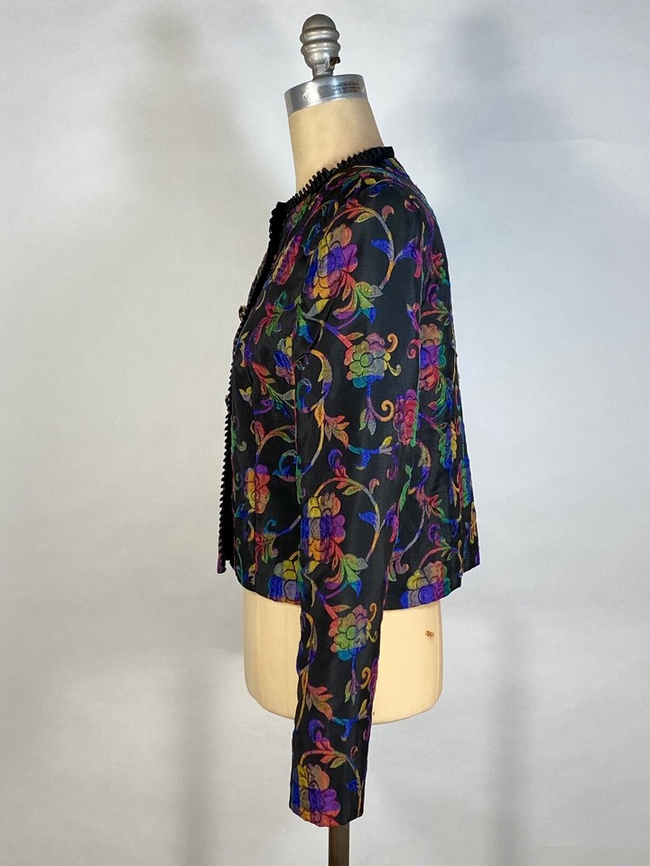 Vintage 1980's-1990's rainbow-check-floral print waspy preppy jacket ...