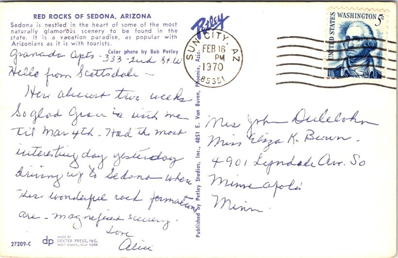 Vintage Postcard Scenic View Red Rocks of Sedona Arizona AZ 1970 7307 ...