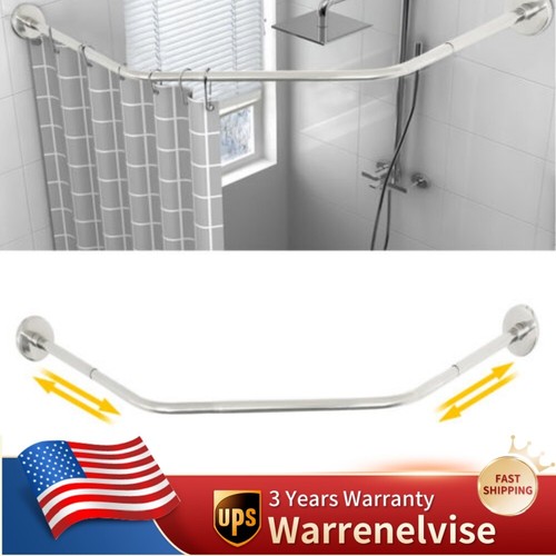 Corner Shower Curtain Rod Adjustable Stainless Steel Curved Shaped Rack ...
