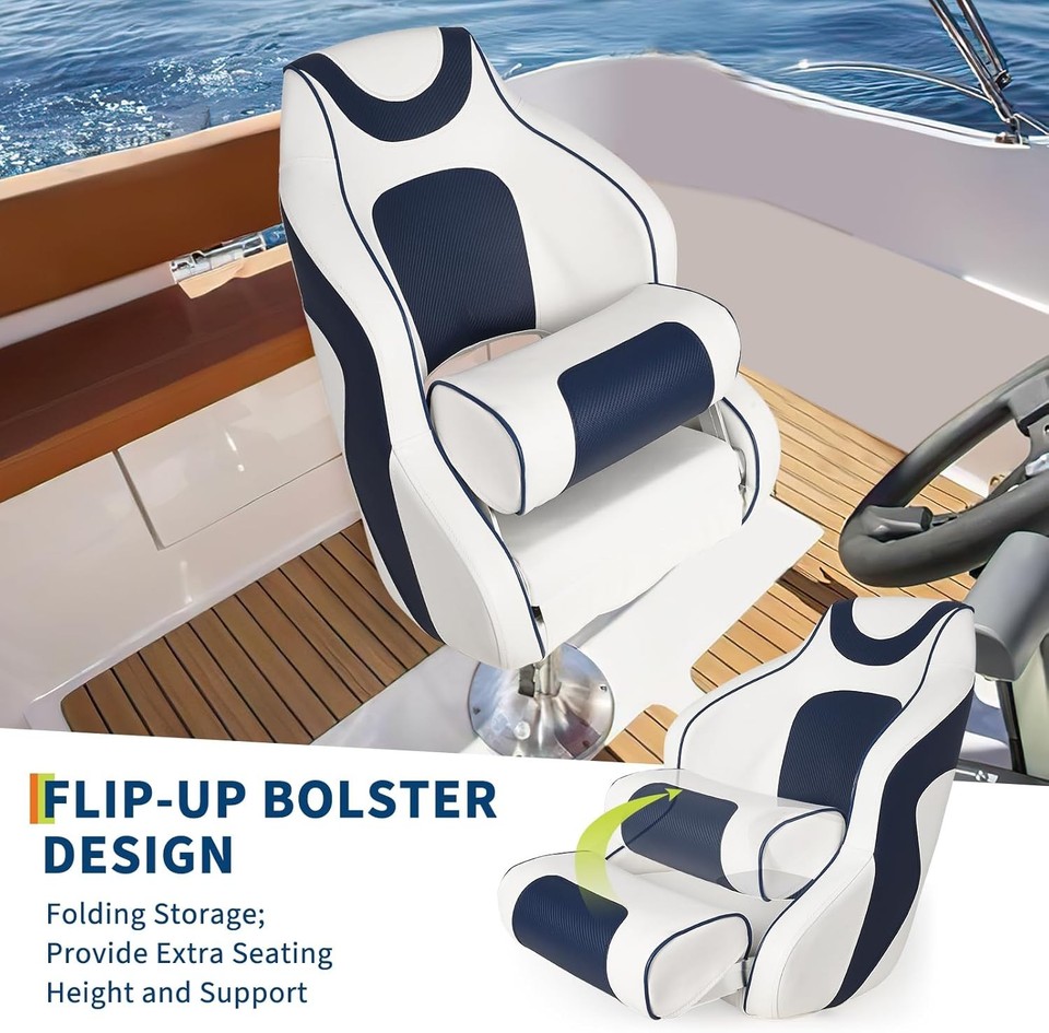 High Back Boat Seat Flip-Up Captain Bucket Seat Chair for Fishing ...