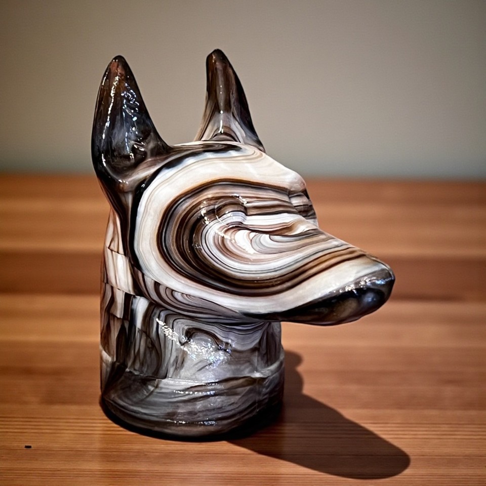 RARE! Boyd Vintage Slag UV Reactive Glass Doberman Dog | eBay