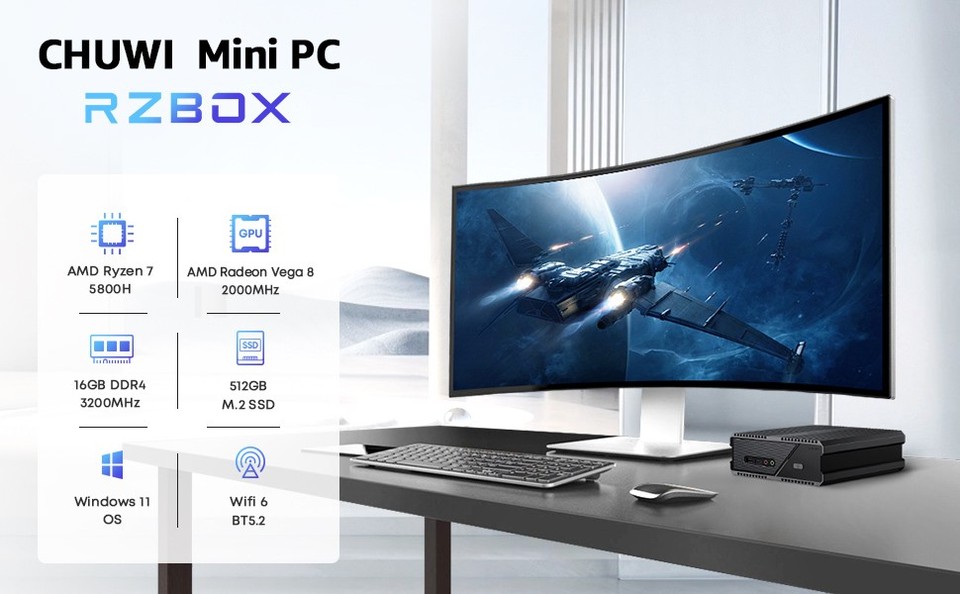 CHUWI RZBOX Mini PC AMD Ryzen 7 5800H (4.6GHz) | 16GB RAM 512GB SSD ...