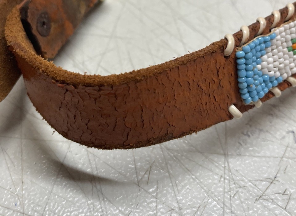 Vintage Western Souvenir Leather Beaded Native Indian Belt Thunderbird ...