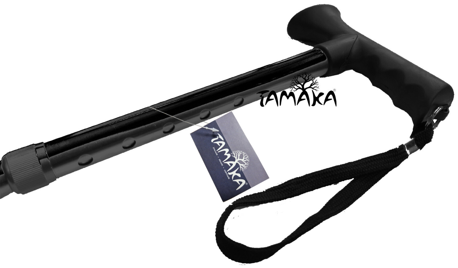 TAMAKA Mens Black 4-Part Aluminium Folding Adjustable Compact Walking ...