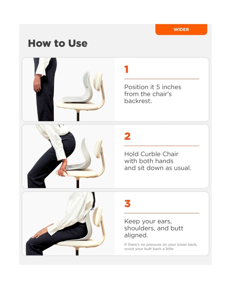 Curble [WIDER] Ergonomic Lower Back Chair Support, Lumbar Support Back ...