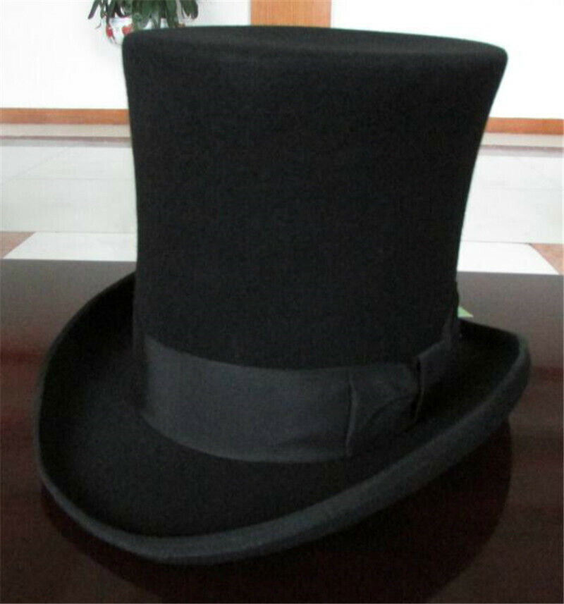 Vintage Wool Mad Hatter Top Hat Magic Performing Party Black Cap ...