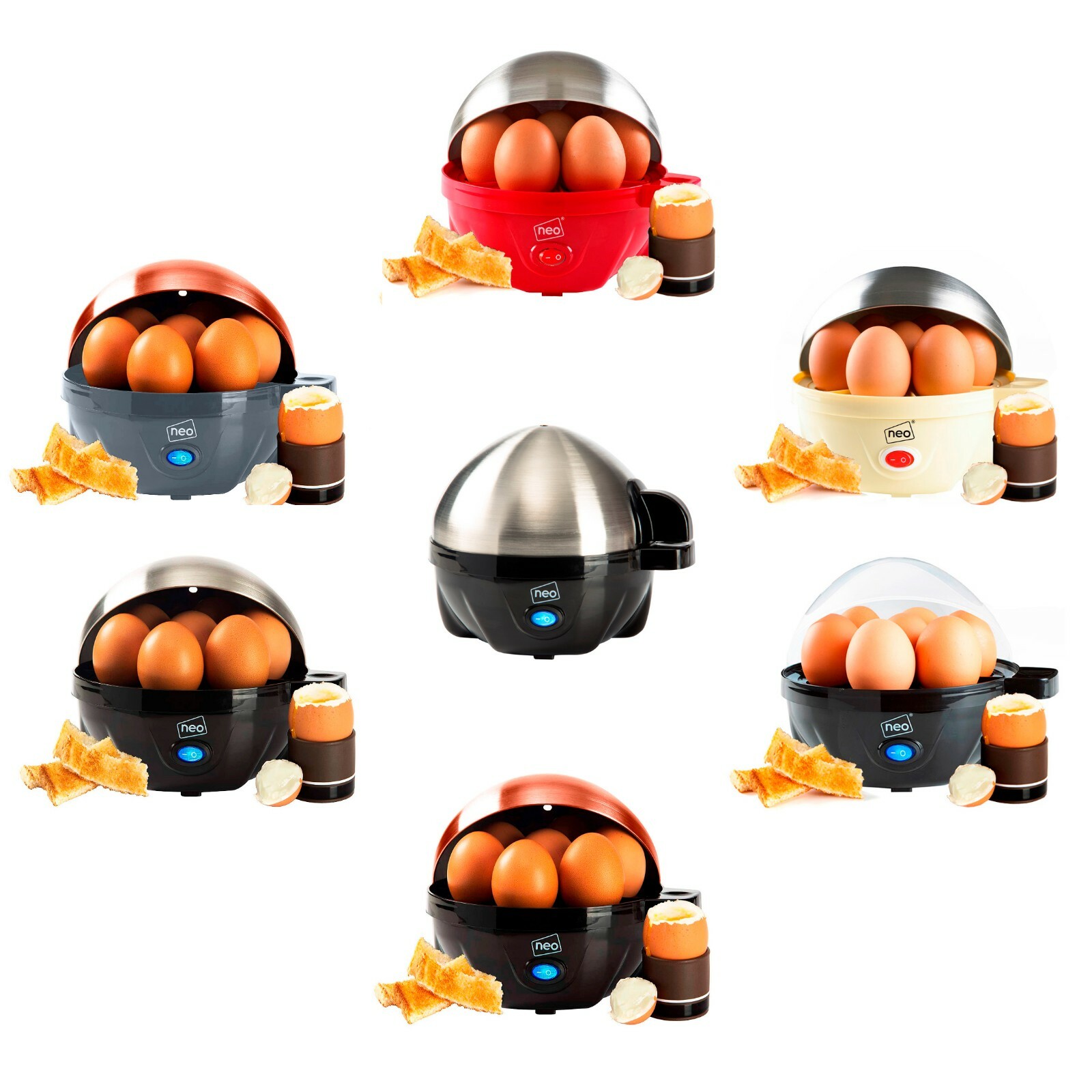 Neo Electric Stainless Steel Egg Cooker Boiler Lid Poacher Steamer ...