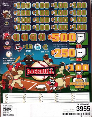 Pull Tab Tickets - Chips Tickets - Game - Basebull | eBay