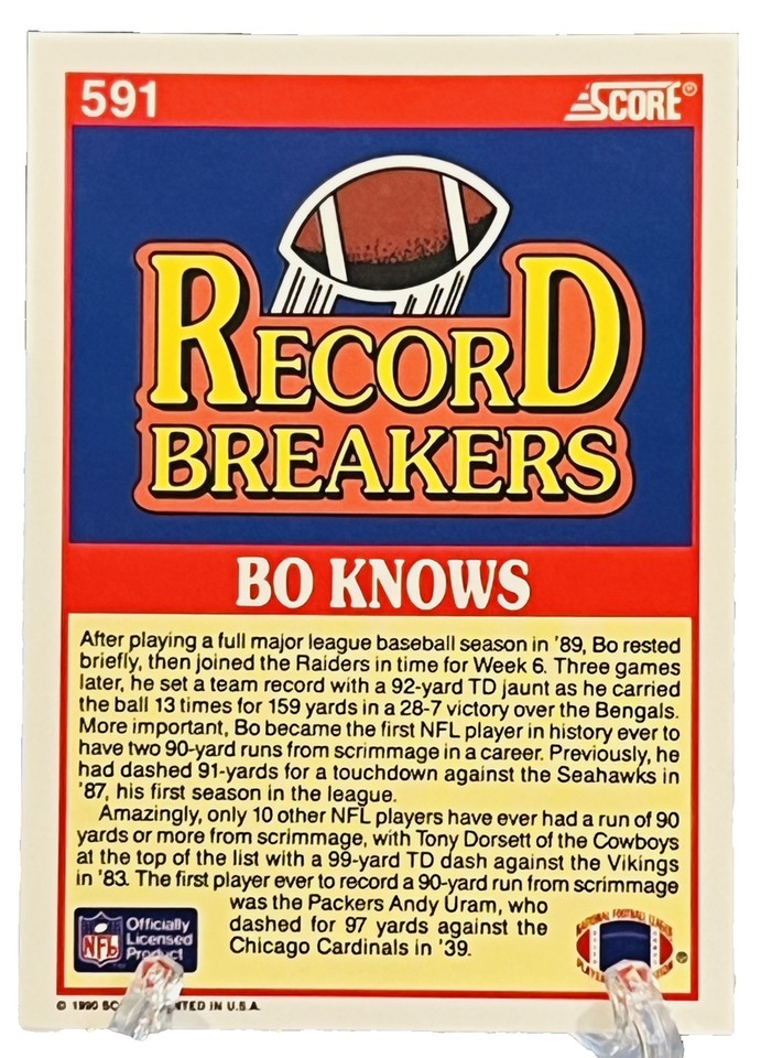1990 Score - #591 Bo Jackson Record Breakers Bo Knows Everything ...