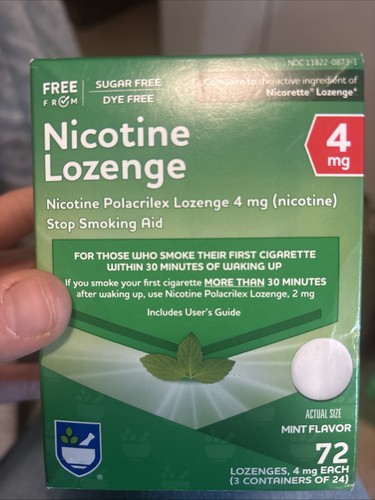 Nicotine Lozenges 4mg Mint Rite-Aid Stop Smoking Aid 72 Pieces• Expire ...