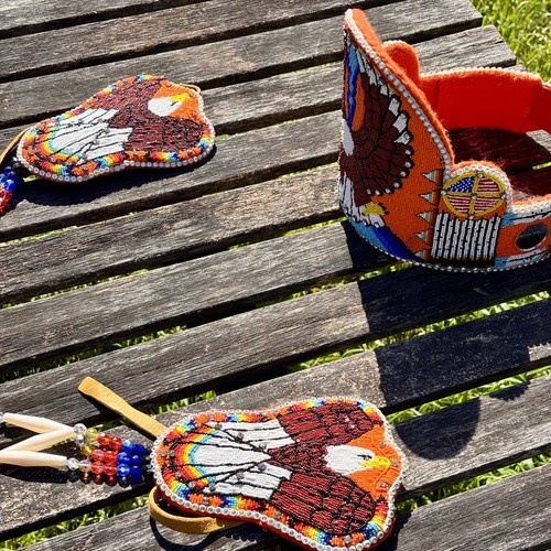 Native American Beadwork Plains Tribe Handmade 3pc Collection Original ...