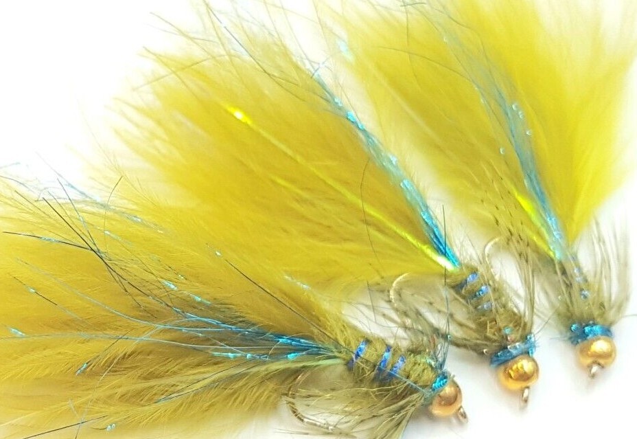 Trout Flies -Goldhead Blue Flash Damsel 5 patterns and Box selection ...