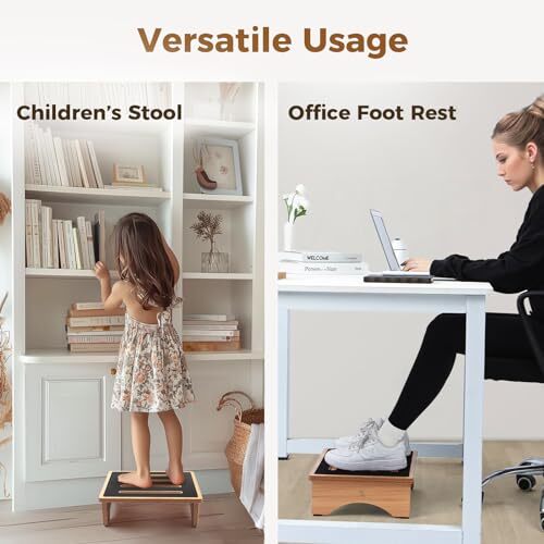 5" High Wooden Bed Step Stool for Adults, Sturdy Bedside & Shower Steps ...