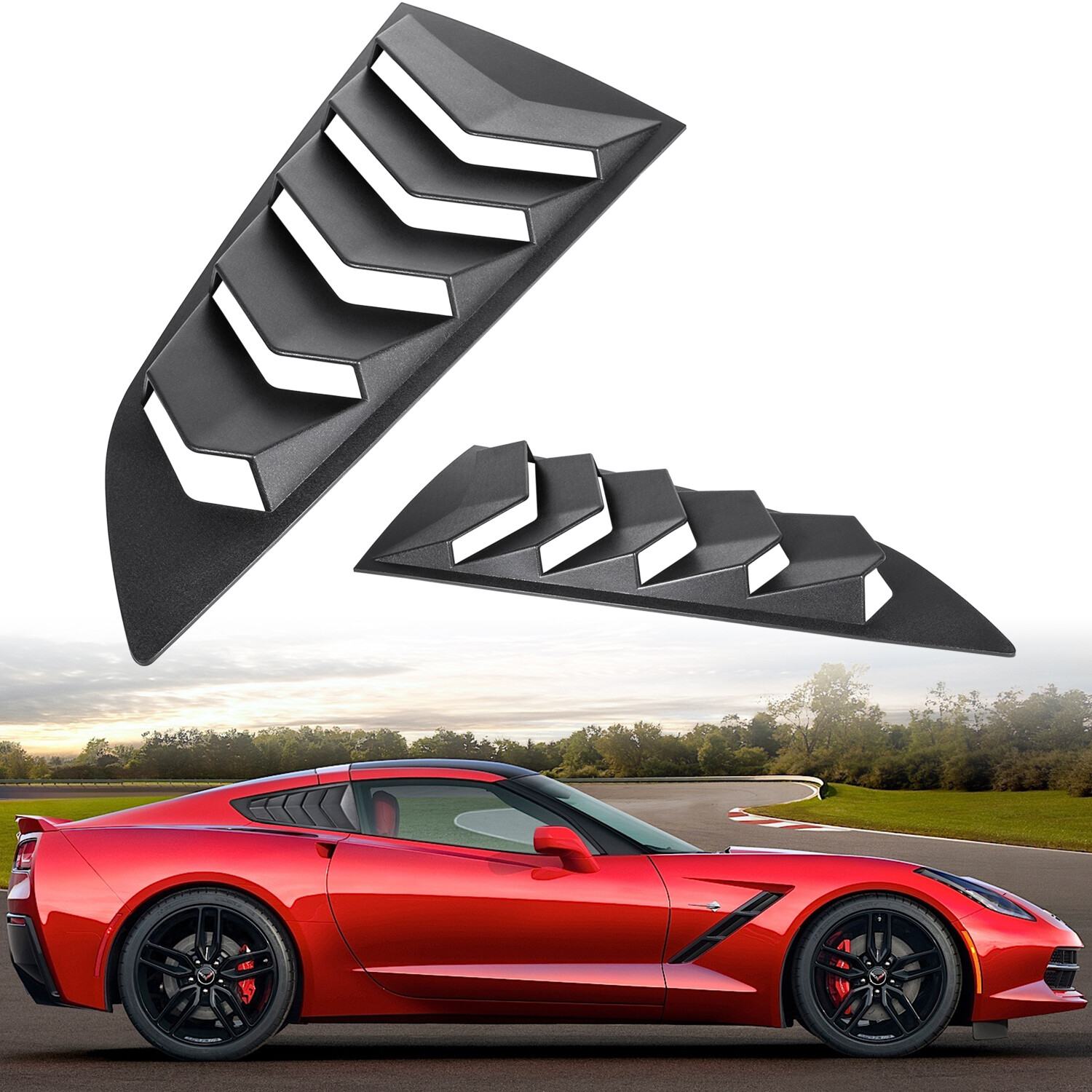 For 2014-2019 C7 Corvette Rear+Side Window Louvers Windshield Sun Shade ...