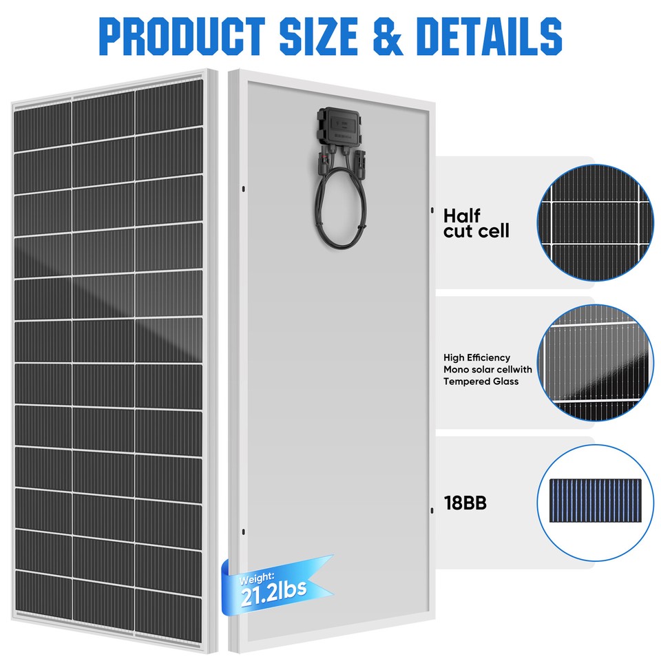200W Watt Solar Panel 12v Mono Solar Panel RV Camping Home Off Grid ...